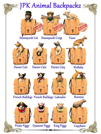 Second Life Marketplace - **JPK Animal Backpack 2 (Oyasumi Piggy) BOX