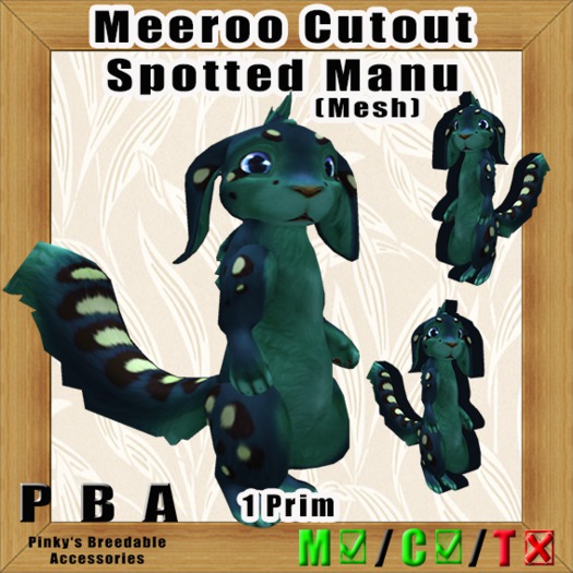 Second Life Marketplace - Meeroo Cutout "Spotted Manu" (Mesh)