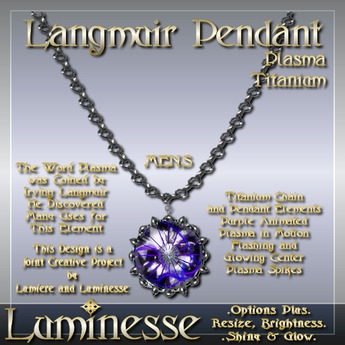Second Life Marketplace - LANGMUIR Plasma MENS Pendant OP - Purple Titanium