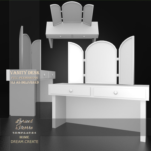 Second Life Marketplace - !Lyrical B!zarre Templates! - Vanity Desk MESH FP