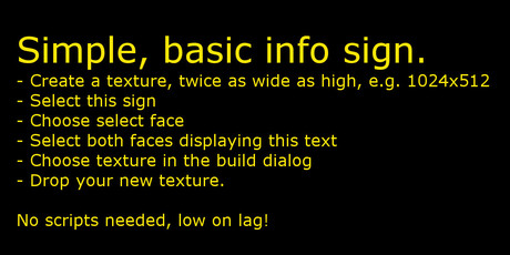 Second Life Marketplace - Basic Info Sign