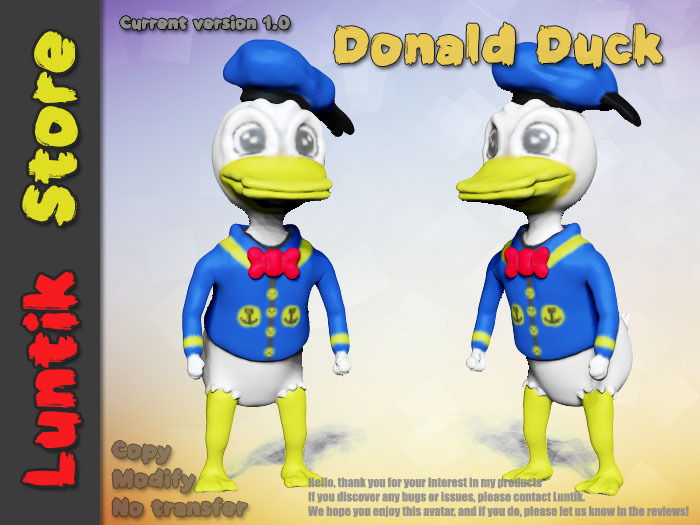 Second Life Marketplace - [Luntik] Donald avatar