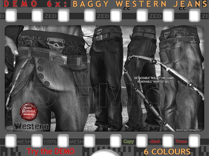 Second Life Marketplace - DEMO - ZED MESH MATERIALS ENABLED: Baggy ...