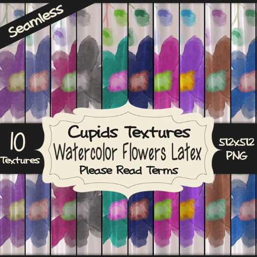 Second Life Marketplace - *Cupids Textures * 10 WATERCOLOR FLOWER LATEX
