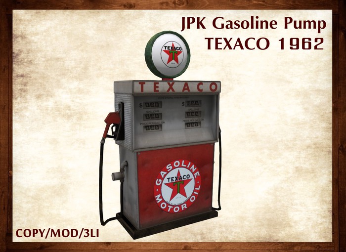 Second Life Marketplace - **JPK Gasoline Pump TEXACO 1962 BOX