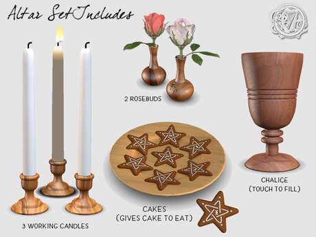 Second Life Marketplace - R(S)W Wiccan Wooden Altar Set