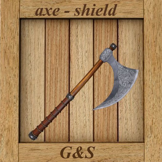 Second Life Marketplace - Axe shield [G&S] storage vendor crate texture md