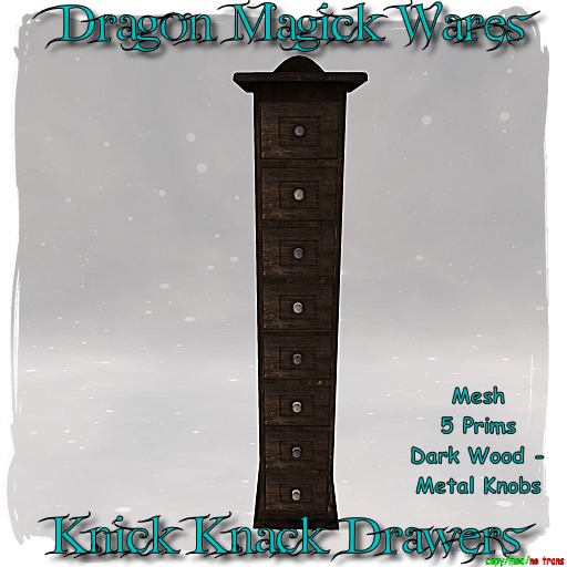 Second Life Marketplace - Dragon Magick Wares Knick Knack Drawers Dark