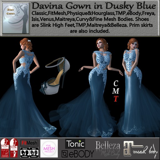 Second Life Marketplace - Davina Gown in Dusky Blue
