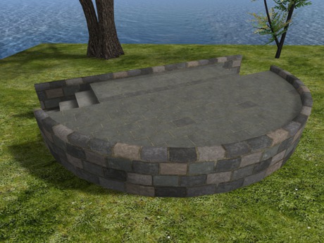 Second Life Marketplace - Semicircle Stage (Stone; Model #5)