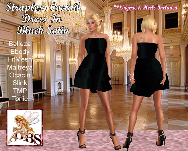 Second Life Marketplace - *DBS* Ladies Dress - EBODY BLACK Satin ...