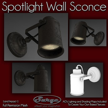Second Life Marketplace - Spotlight Wall Sconce - Full Perm Mesh