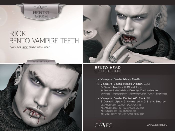 Second Life Marketplace - [GA.EG] Rick Bento Vampire Teeth DEMO