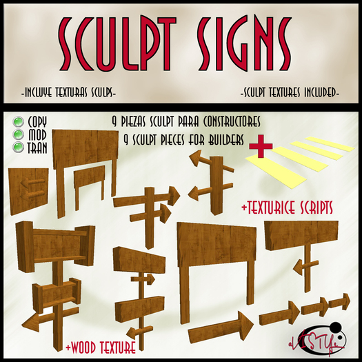 Second Life Marketplace - SCULPT SIGNS for FULL PERM, ONLY 1 PRIM EACH!!!