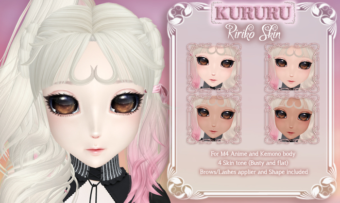 Second Life Marketplace - [KRR] Ririko skin for M4 Anime and Kemono body