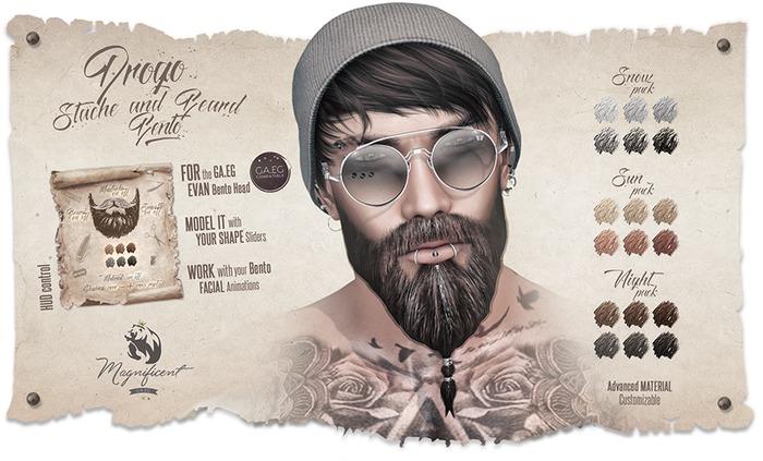 Second Life Marketplace - [MF] Evan Bento Drogo Stache & Beard - Night