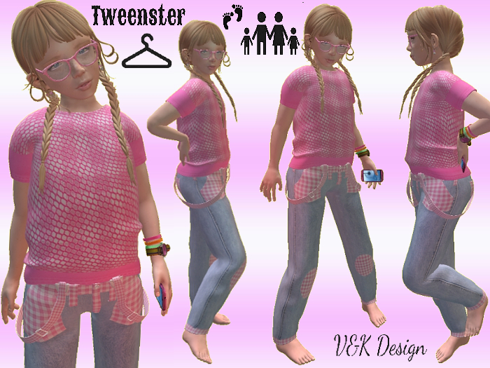 Second Life Marketplace - V&K Design Tweenster Lilly Outfit Jeans/Top