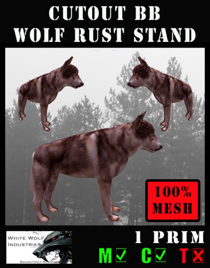 Second Life Marketplace - Cutout BB Wolf Rust (Mesh)