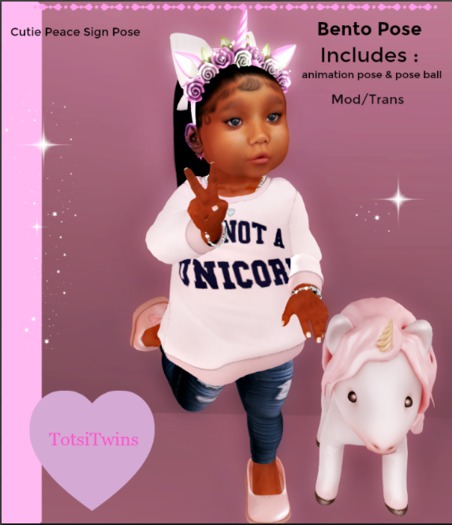 Second Life Marketplace - Toddleedoo - Model Pose peace sign -Boxed