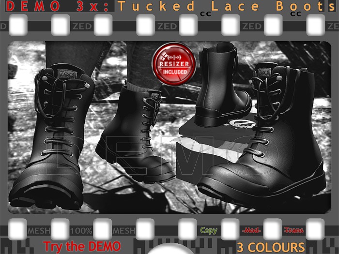 Second Life Marketplace - DEMO - ZED Mens MESH Leather Tucked Lace ...