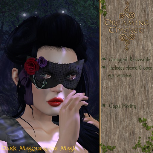 Second Life Marketplace - Dreaming Thicket - Dark Masquerade Mask ...