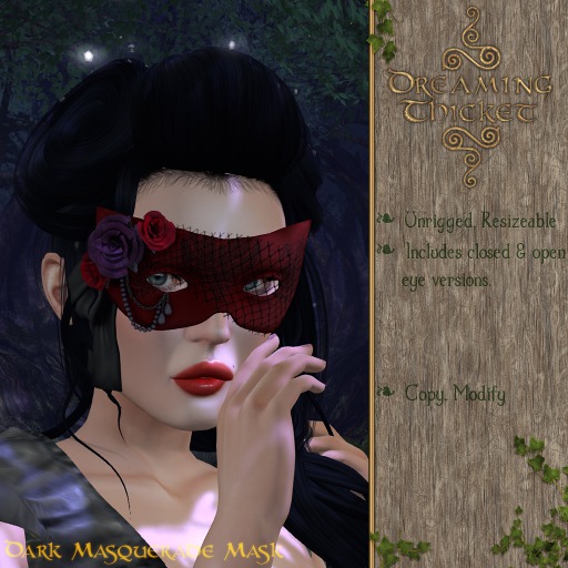 Second Life Marketplace - Dreaming Thicket - Dark Masquerade Mask - Vamp