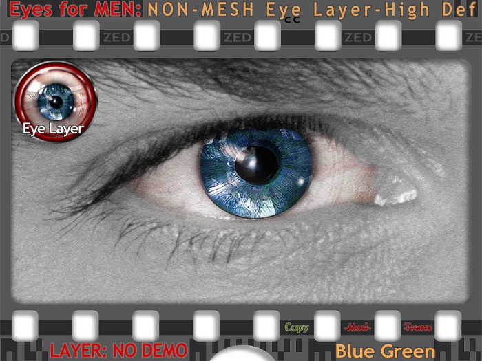 Second Life Marketplace - ZED Blue/Green Eyes for MEN - Ultra Realistic ...