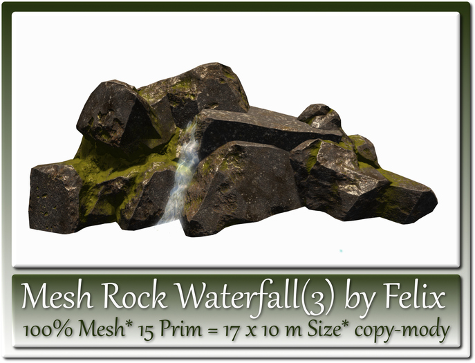 Second Life Marketplace - Mesh Rock Waterfall(3) by Felix 15 Prim ...