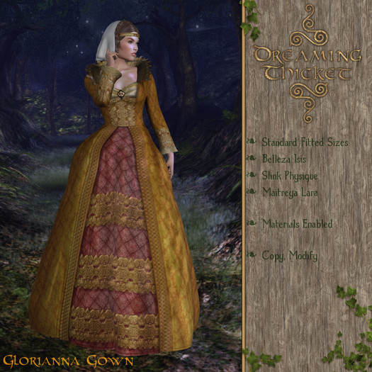 Second Life Marketplace - Dreaming Thicket - Glorianna Gown - Gold