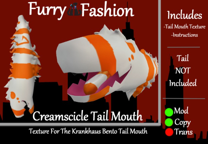 Second Life Marketplace - ~FF~ Tail Mouth Mod - Creamscicle