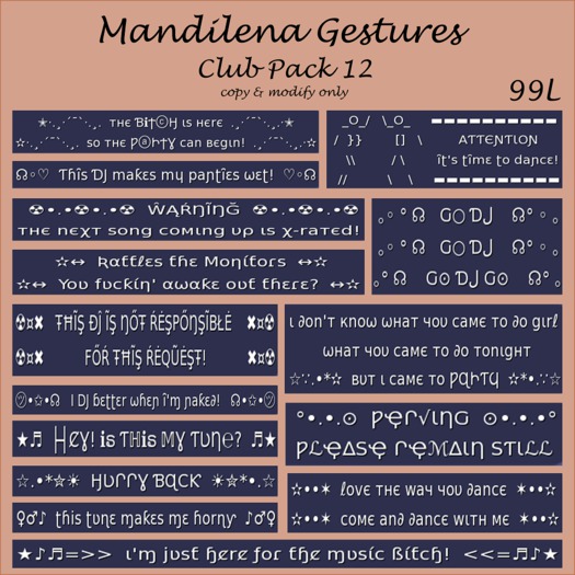 Second Life Marketplace - .:{ MG }:. Mandilena Gestures Pack - Club 12