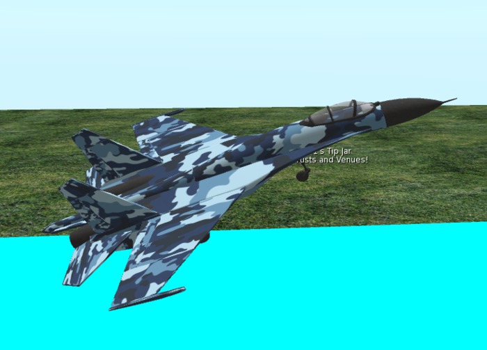 Second Life Marketplace - Jet Fighter TIp Jar (Blue Camo)