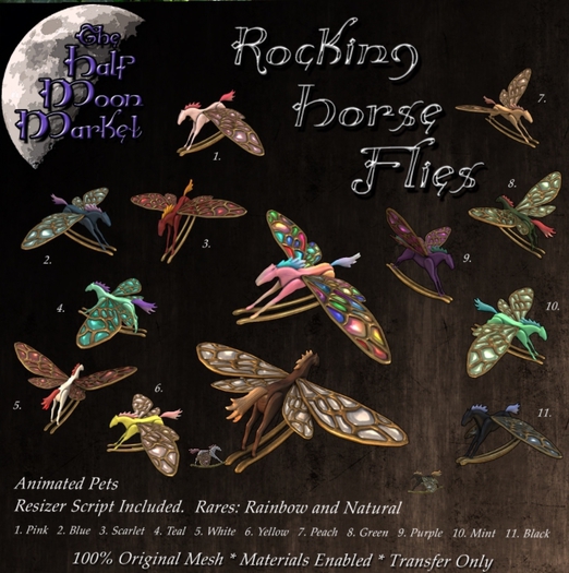 Second Life Marketplace - The Half Moon Market - Rocking Horse Flies ...