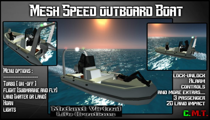 Second Life Marketplace - Mesh Speed outboard Boat