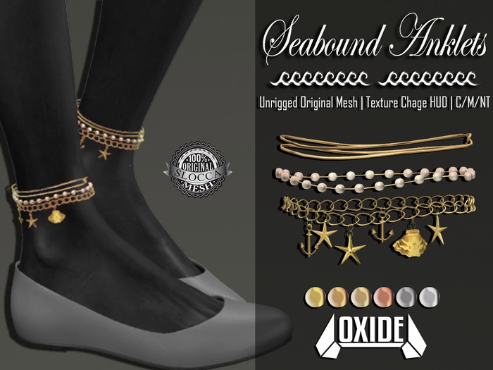 Second Life Marketplace - OXIDE Seabound Anklets ORIGINAL UNRIGGED MESH ...