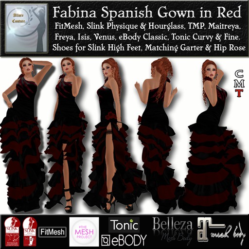 Second Life Marketplace - Fabina Spanish Gown in Red