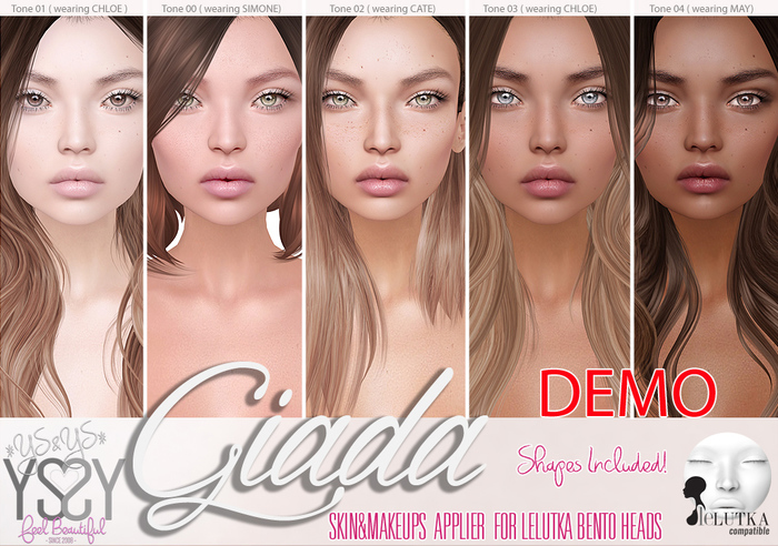 Second Life Marketplace - DEMO *YS&YS* Giada Skin Applier for LELUTKA ...