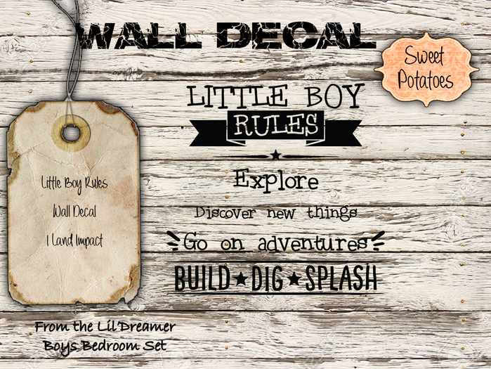 Second Life Marketplace - Little Boys Wall Decal - Lil' Dreamer Boys ...