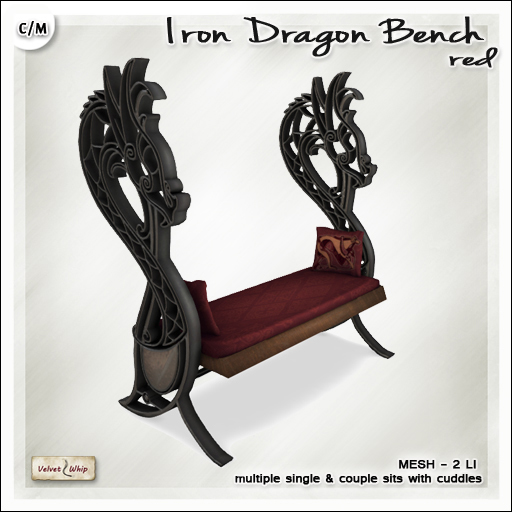 Second Life Marketplace - [V/W] Iron Dragon Bench Red - Medieval ...