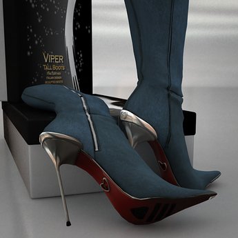 Second Life Marketplace - Viper Suede Steel Blue Boots