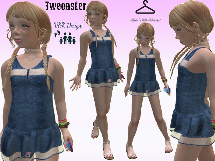 Second Life Marketplace - V&K Design Tweenster Elena Teen Lace/Jeans Dress