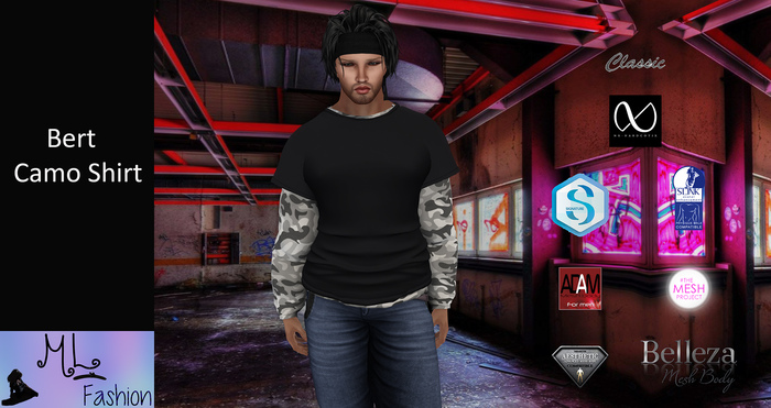 Second Life Marketplace - * ML Fashion * GG June Bert Camo Shirt