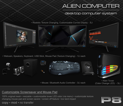 Second Life Marketplace - ] P I X E L 8 [ Alien Computer Set