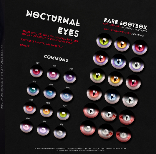 Second Life Marketplace - -SU!- Nocturnal Eyes #11 Pastel Purple /COMMON/