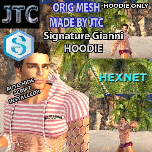 Second Life Marketplace - JTC SIG GIANNI HOODIE HEXNET TERRY CLOTH PINK M002-3[BOX]