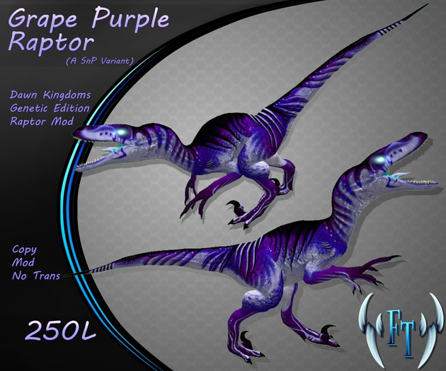 Second Life Marketplace - ^v~Frosted Teeth~v^ Grape Purple Raptor