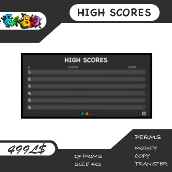 Second Life Marketplace - High Scores Board