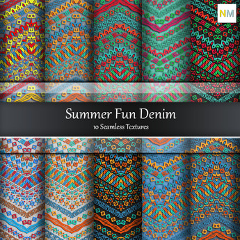 Second Life Marketplace - Summer Fun Denim 10 Seamless Fabric Textures NM