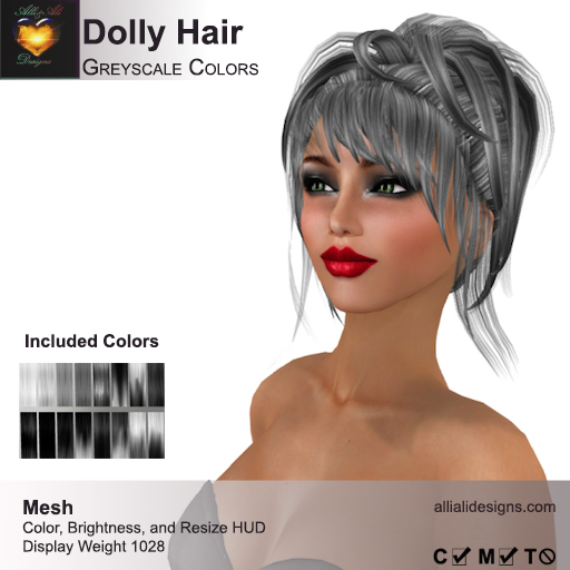 Second Life Marketplace - A&A Dolly Hair Greyscale Colors Pack ...
