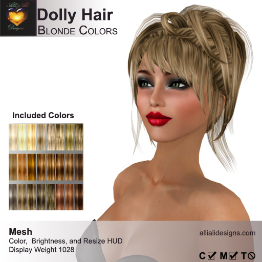 Second Life Marketplace - A&A Dolly Hair Blonde Colors Pack. Resizeable ...